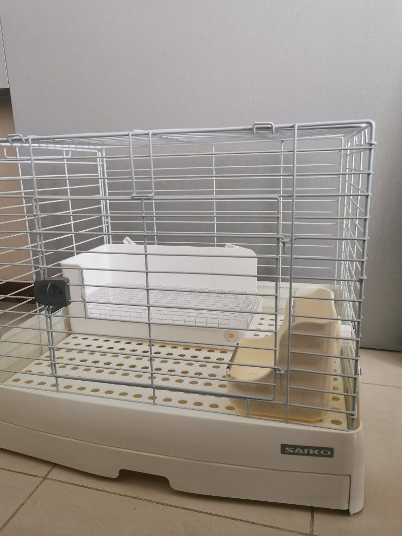 White rabbit cage, Pet Supplies, Homes & Other Pet Accessories on Carousell