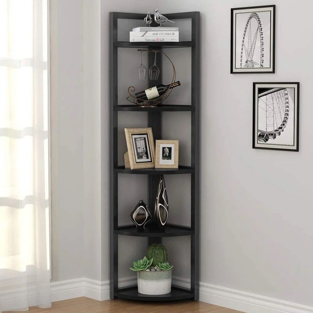 Wooden black Corner Display shelf, Furniture & Home Living, Furniture ...