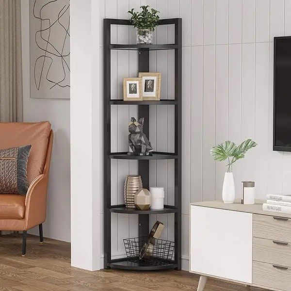 Wooden black Corner Display shelf, Furniture & Home Living, Furniture ...