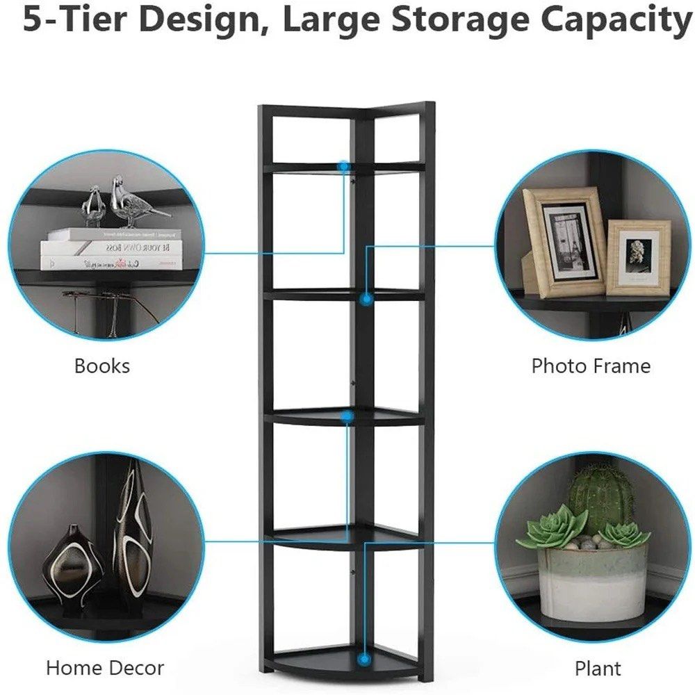 Wooden black Corner Display shelf, Furniture & Home Living, Furniture ...