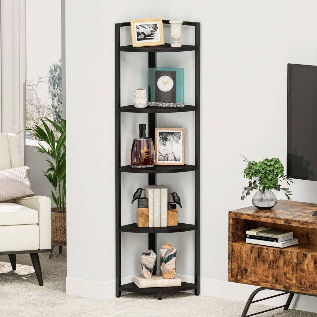 Wooden black Corner Display shelf, Furniture & Home Living, Furniture ...