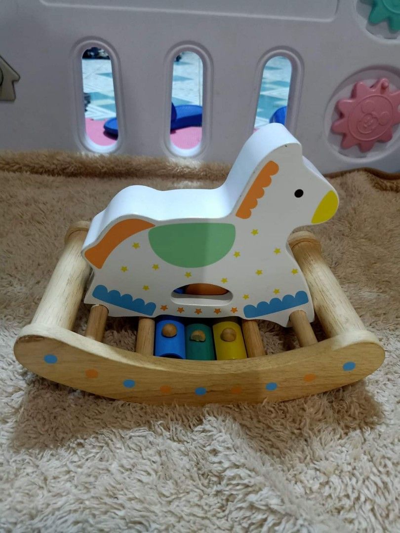 WOODEN MUSICAL ROCKING HORSE FOR 18 INCHES DOLL, Hobbies & Toys, Toys ...