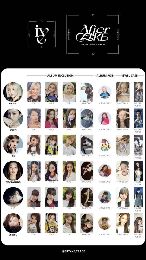 Wtb Ive Photocards yujin Gaeul Rei Wonyoung Liz Leeseo Hobbies 