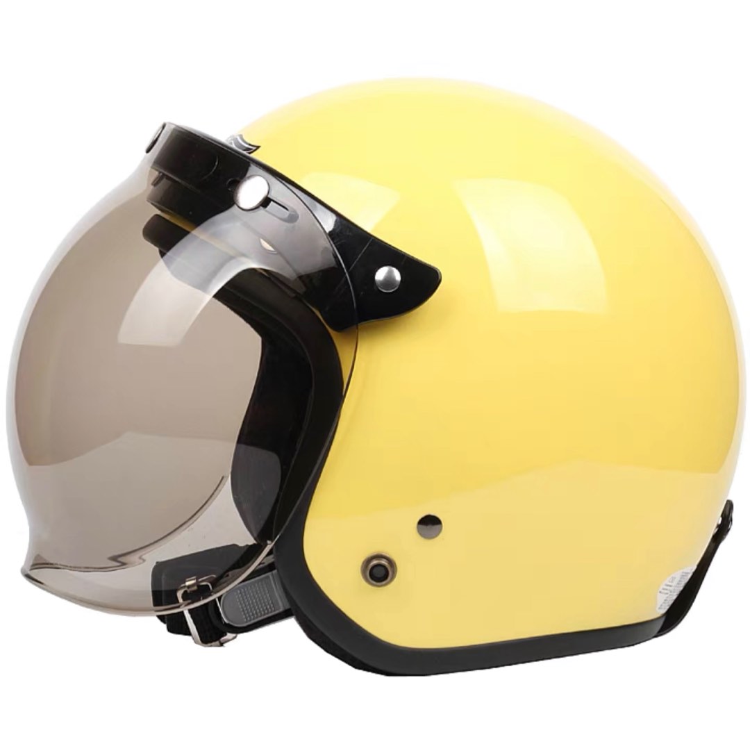 Yellow Motorcycle Helmet Three Button Retro Open Face Vespa Bike ...