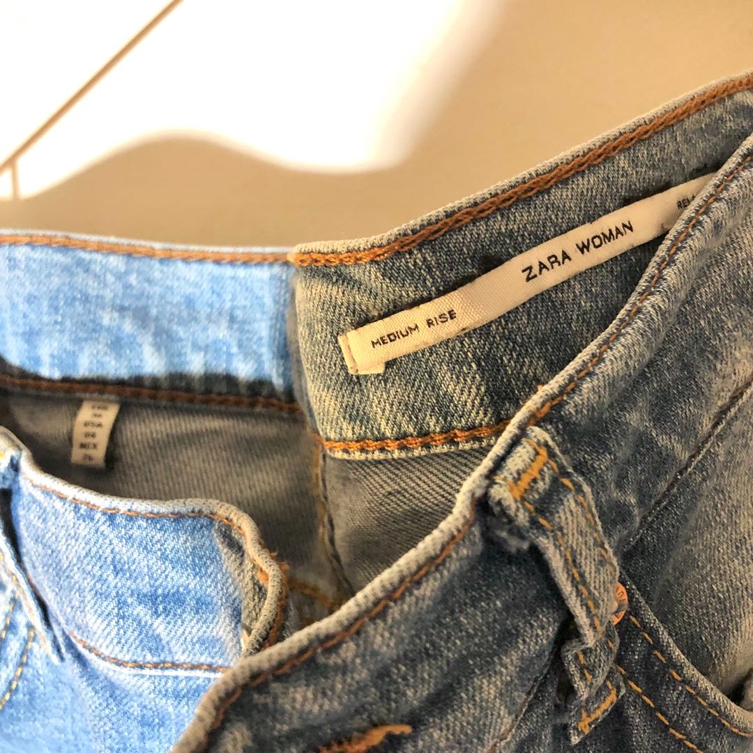 Zara Medium Rise Tattered Jeans, Women's Fashion, Bottoms, Jeans on Carousell