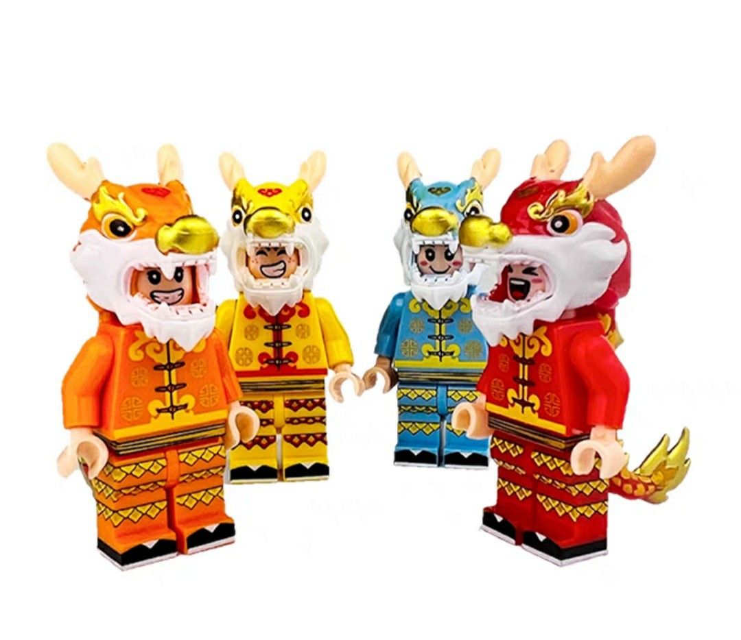 3rd Party Lego Compatible CNY Dragon Dance Mascot Minifigures, Hobbies ...