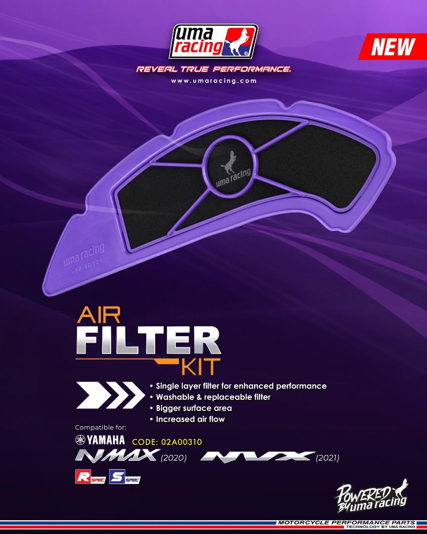 Aerox V2 / Nmax V2 Uma Racing Air Filter Dual Kit, Motorcycles ...