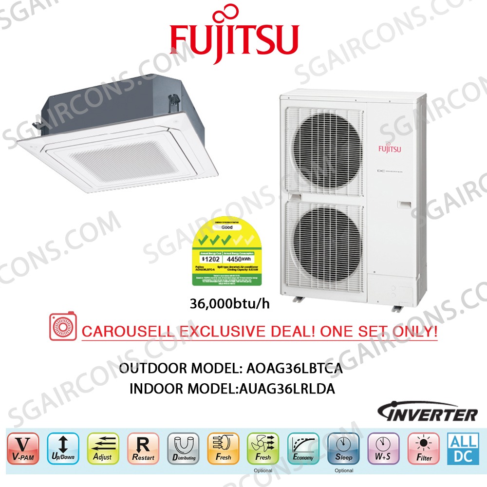 Aircon Fujitsu Ceiling Cassette Unit System, TV & Home Appliances, Air ...