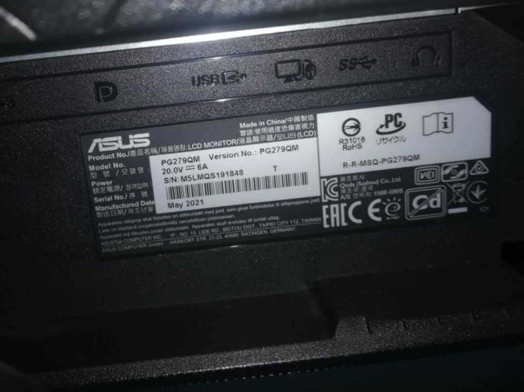 ASUS ROG swift PG279QM, Computers & Tech, Parts & Accessories, Monitor ...