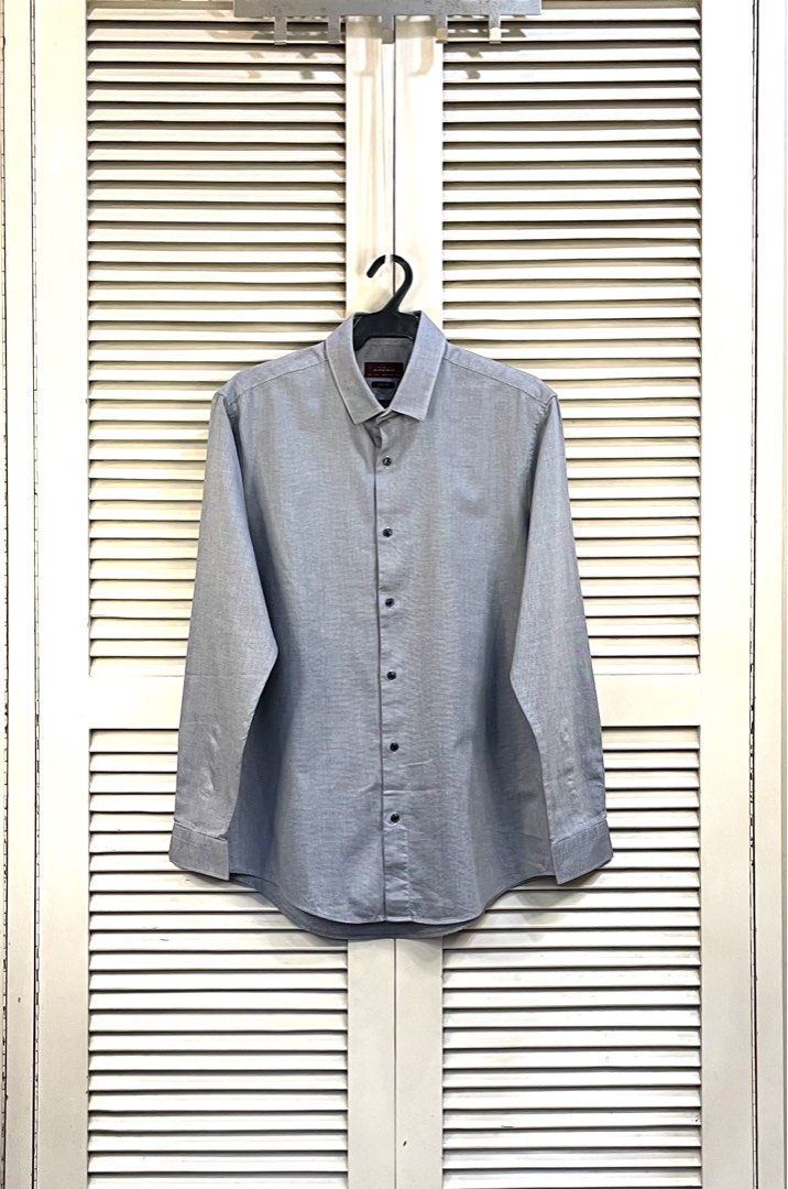 AUTHENTIC ZARA MAN BASICS GREY TEXTURED SLIM FIT DRESS SHIRT, Men's ...