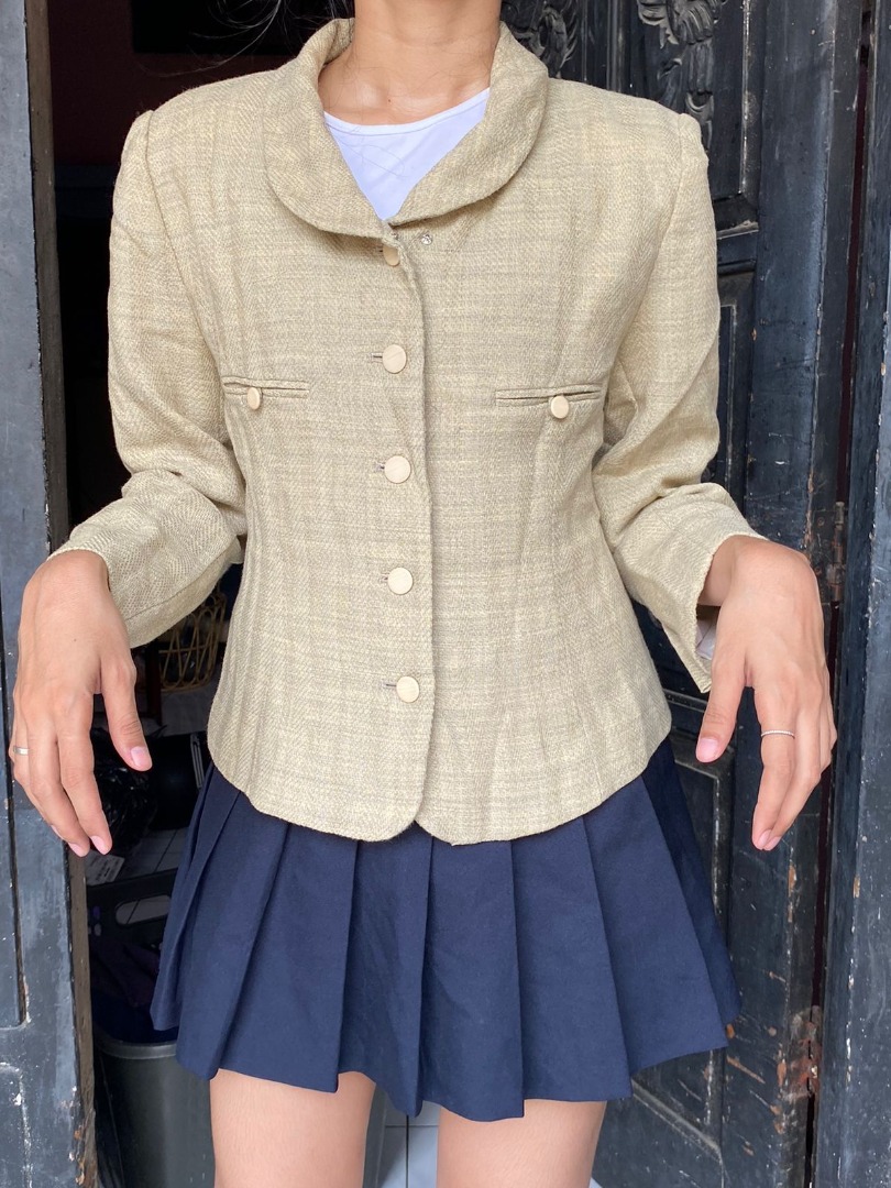 Blazer wool coklat susu coksu , Fesyen Wanita, Pakaian Wanita, Baju ...