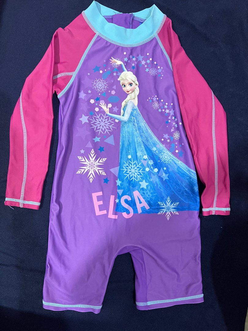 Disney Elsa Rash guard, Babies & Kids, Babies & Kids Fashion on Carousell