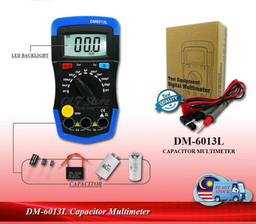 DM6013L Portable Digital Capacitance Capacitor Meter Tester, TV & Home ...
