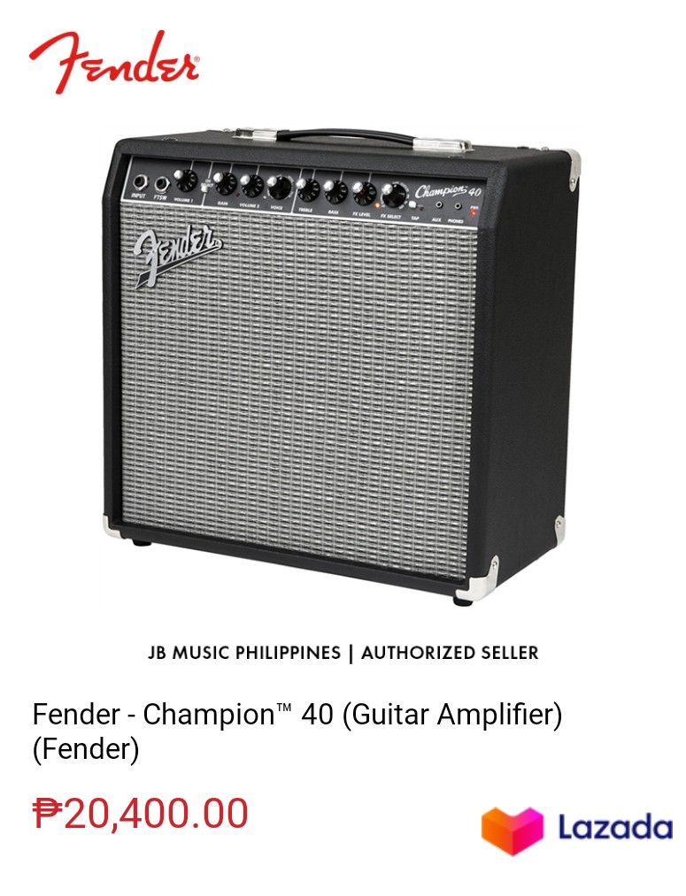 Fender Champion 40 Guitar Amplifier, Hobbies & Toys, Music & Media ...