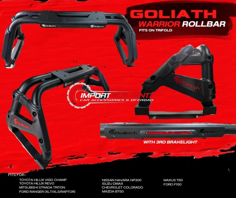 Goliath Warrior Rollbar for Trifold Hilux Ranger Navara Strada Raptor Dmax Colorado Maxus t60 ...