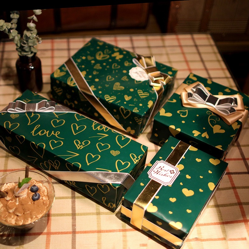 Green Nature color gift wrapping paper (100g thick) packaging paper ...