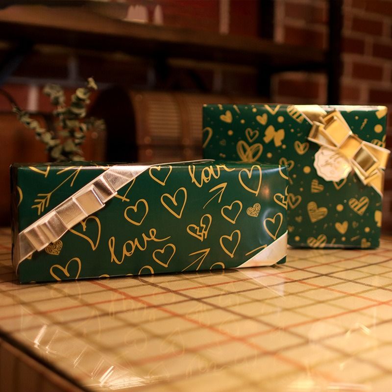 Green Nature color gift wrapping paper (100g thick) packaging paper ...
