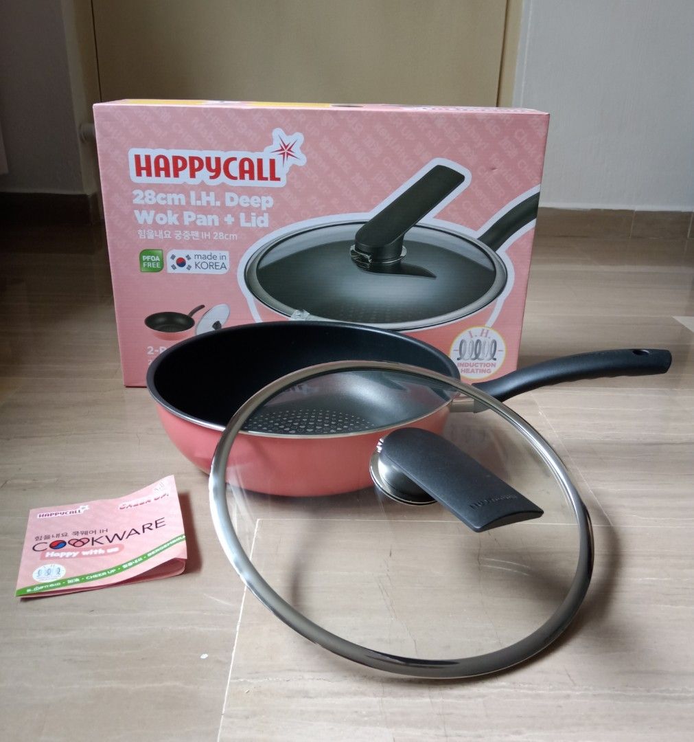 Happycall 28cm Wok Pan+Lid, TV & Home Appliances, Kitchen Appliances, Fryers on Carousell