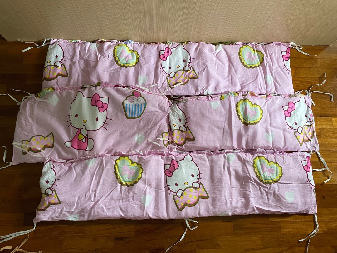 Hello kitty baby cot crib 4 pieces bumper, Babies & Kids, Baby Nursery ...