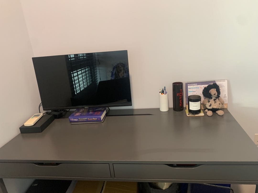 IKEA Alex study table desk (132 x 58 cm) Turquoise-Grey, Furniture ...