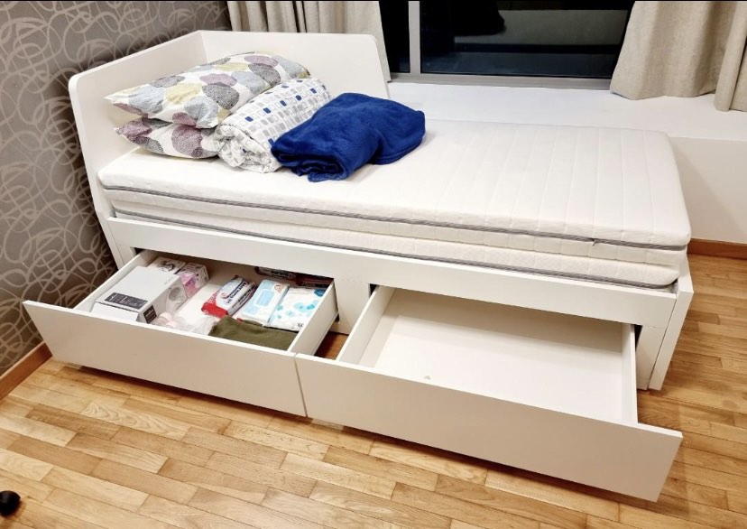 IKEA extendable bed with drawers, Furniture & Home Living, Furniture ...