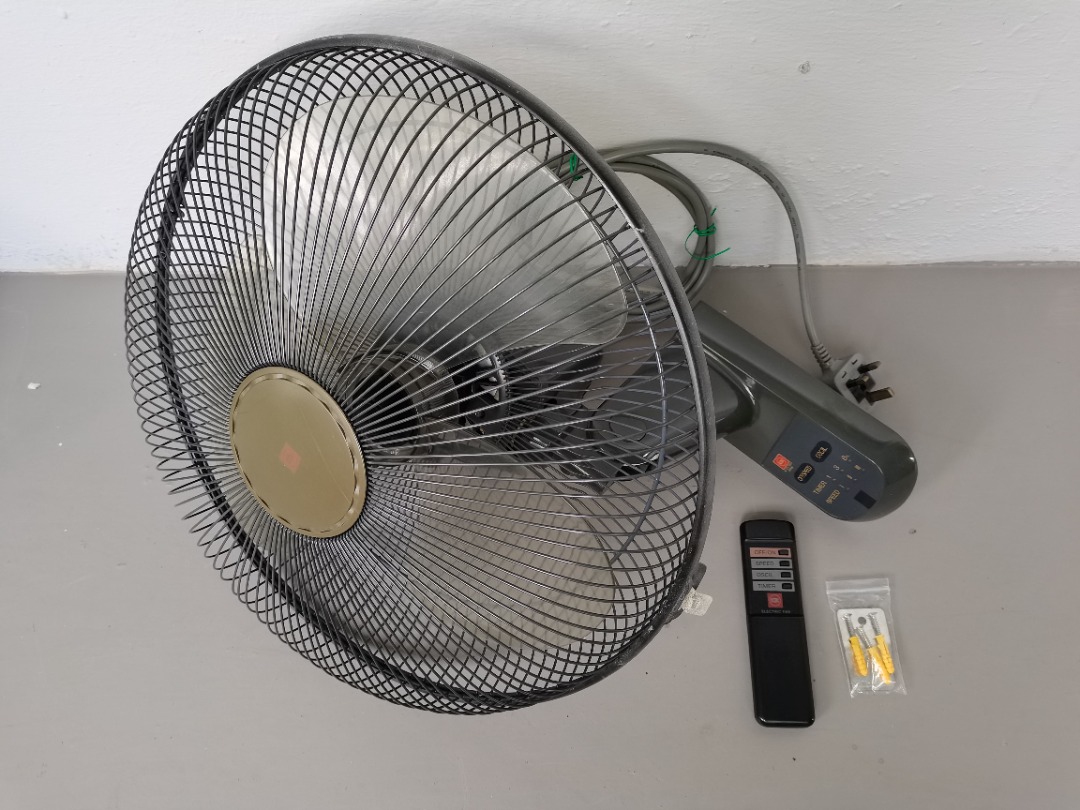KDK 16" Wall Fan with wall bracket & remote, Furniture & Home Living ...