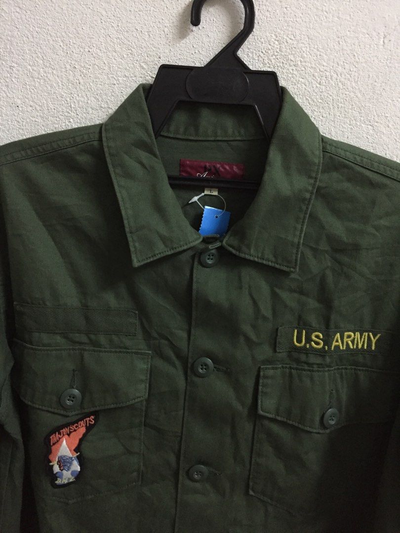 Kemeja Us Army Avirex, Men's Fashion, Tops & Sets, Formal Shirts on ...