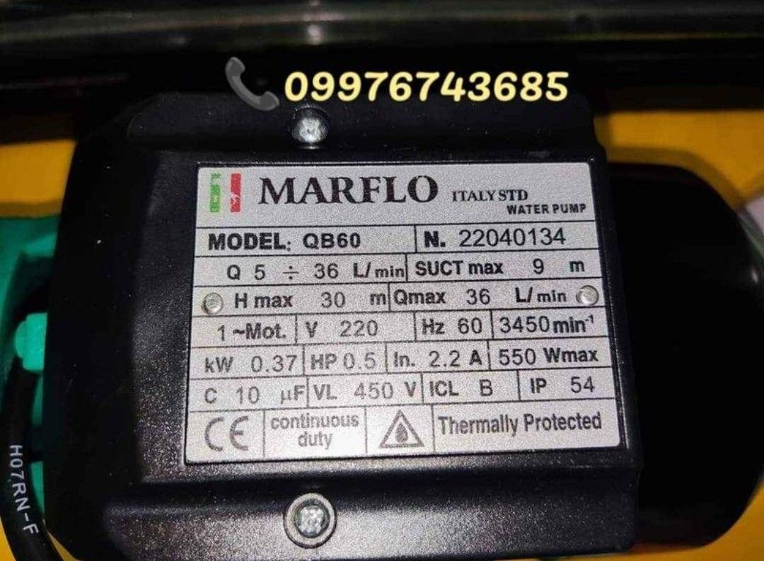 MARFLO 0.5HP Peripheral Booster Pump (QB60), Commercial & Industrial ...