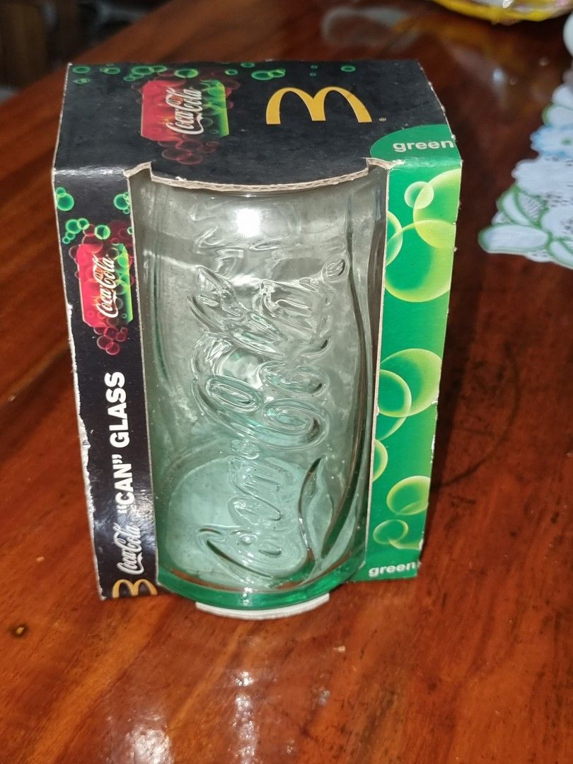 Mcdonald' Coca Cola Glass can Green, Food & Drinks, Beverages on Carousell