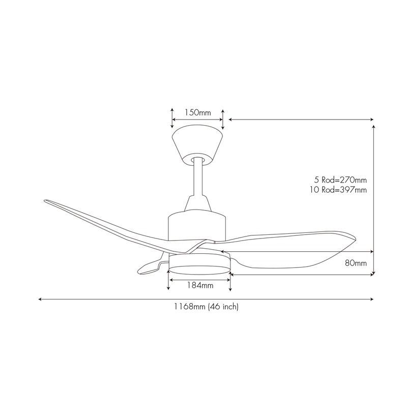 Mistral Space46-BK 46 Inch Dfan Space 46 Ceiling Fan (Black) WITH 1 ...
