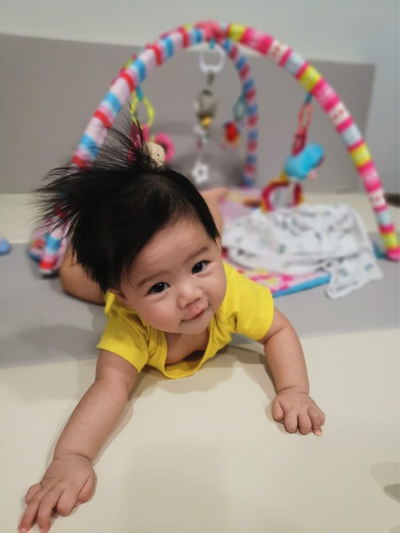 Mom & Maum bumper mat (cream,grey) 5 folds, 1.6m x 2.5m x 4cm (baby not ...