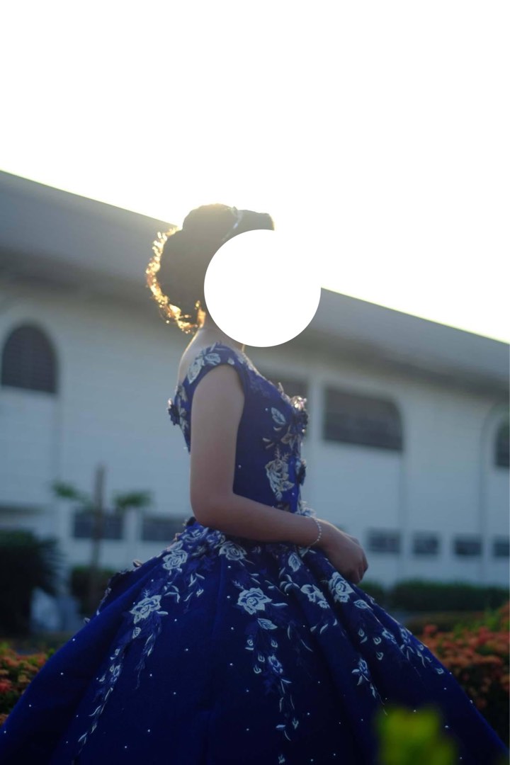 Navy Blue Sparkle Glitter Gown Debut, Women's Fashion, Dresses & Sets ...