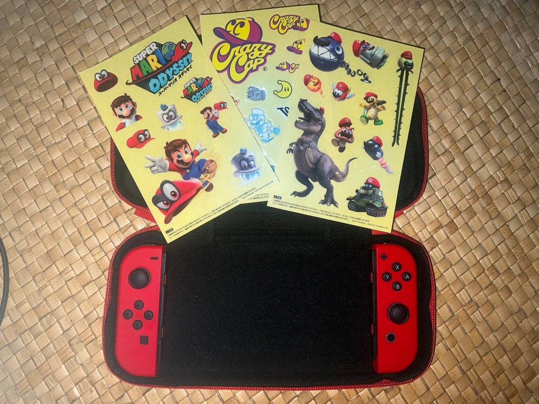 Nintedo Switch All Red Joycons Case and stickers ONLY, Video Gaming ...