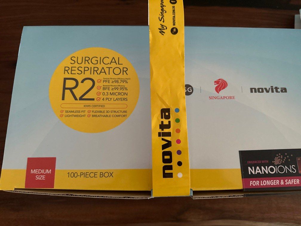 Novita Nano Copper Ions Surgical Respirator R2 Earband KN95, Health ...