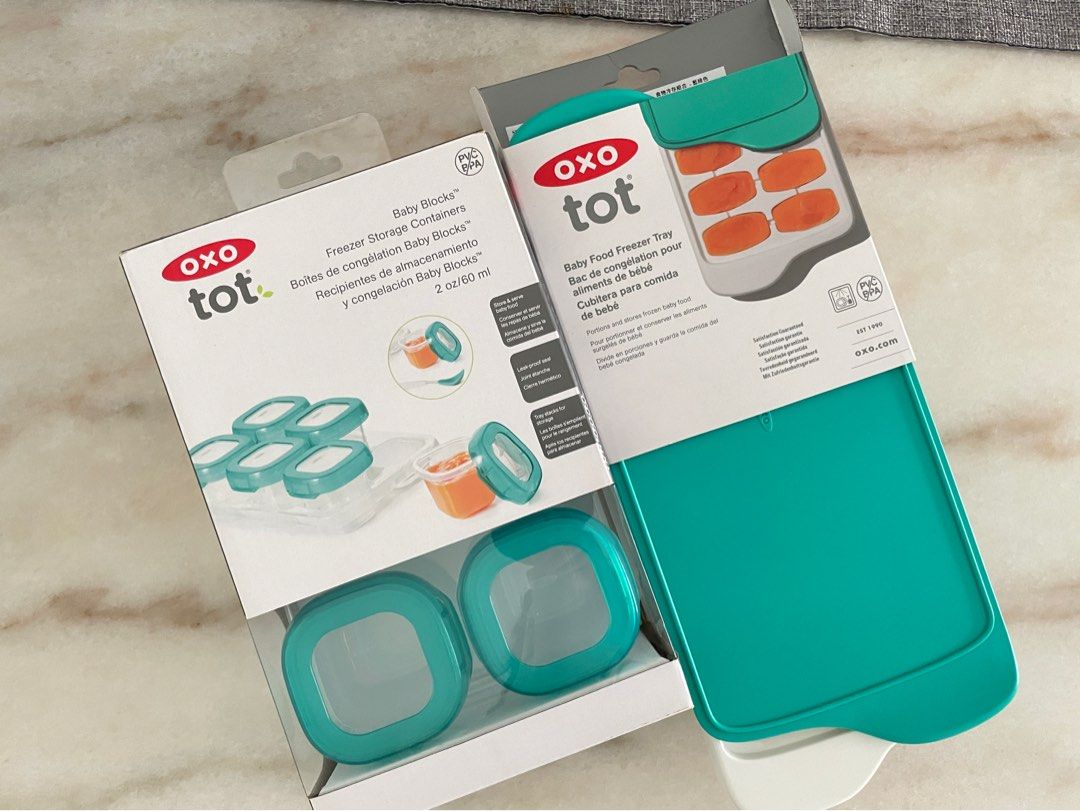 OXO tot baby blocks freezer storage containers x6 + baby food freezer ...