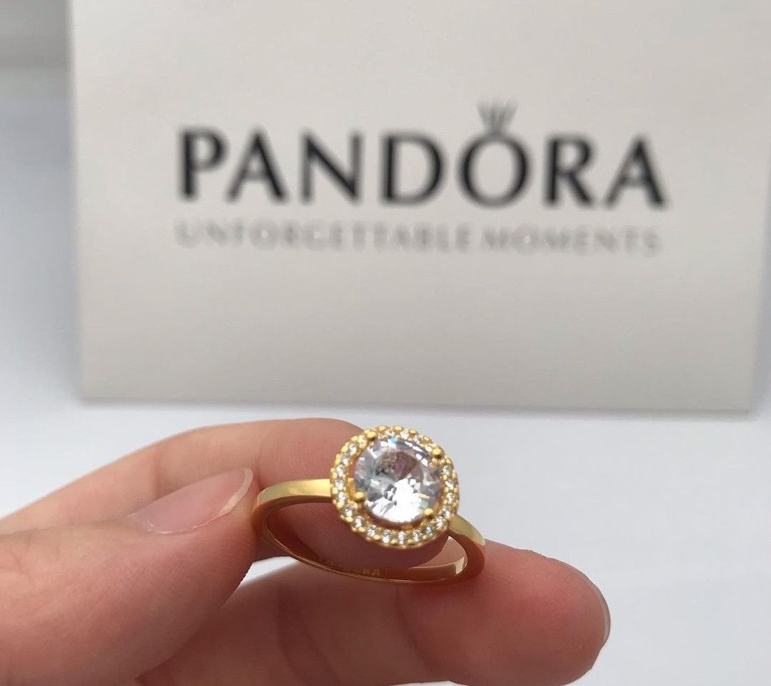 Pandora gold round elegance ring in gold, Women's Fashion, Jewelry ...