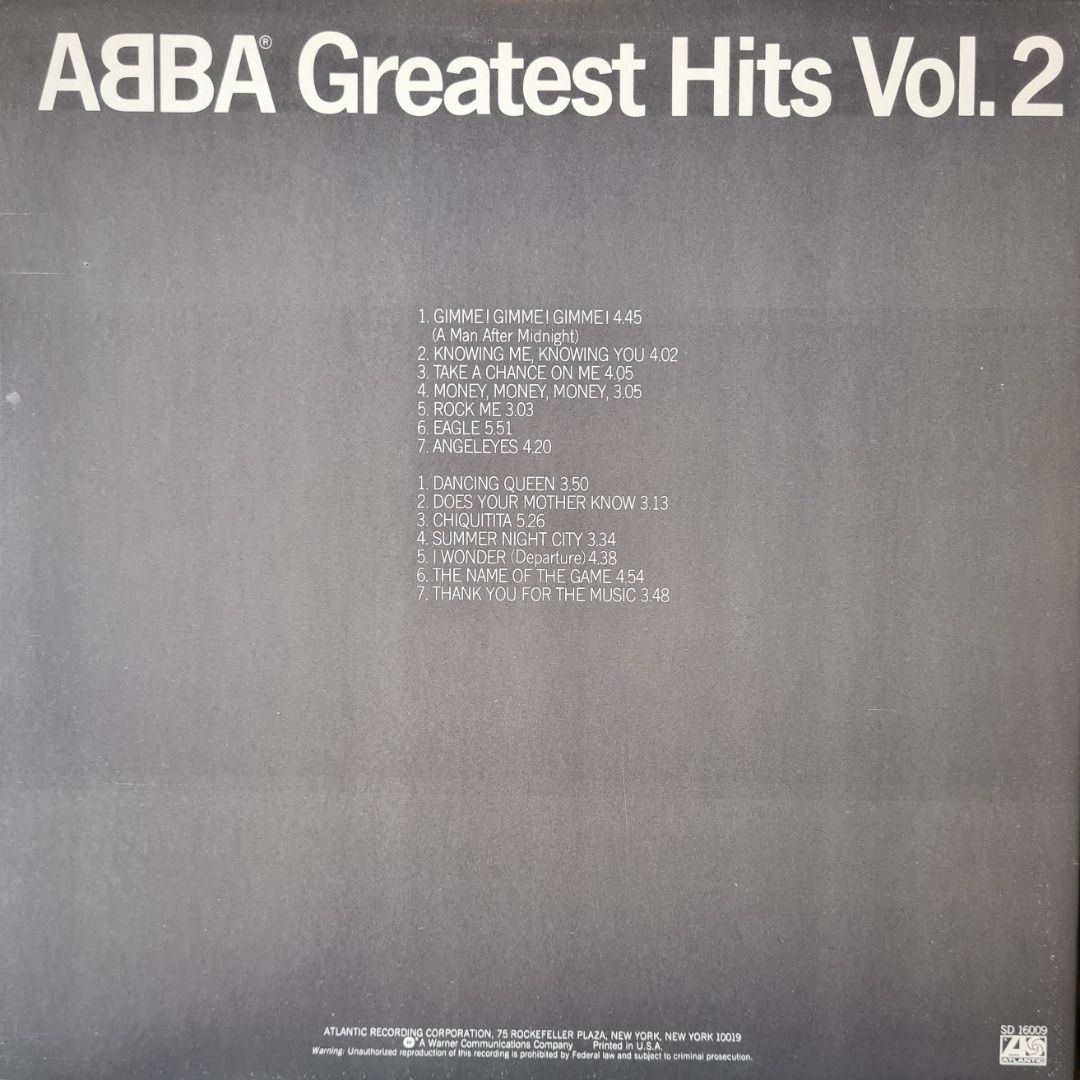 Rare! ABBA – Greatest Hits Vol. 2 Vinyl, LP, Compilation, MO - Monarch ...