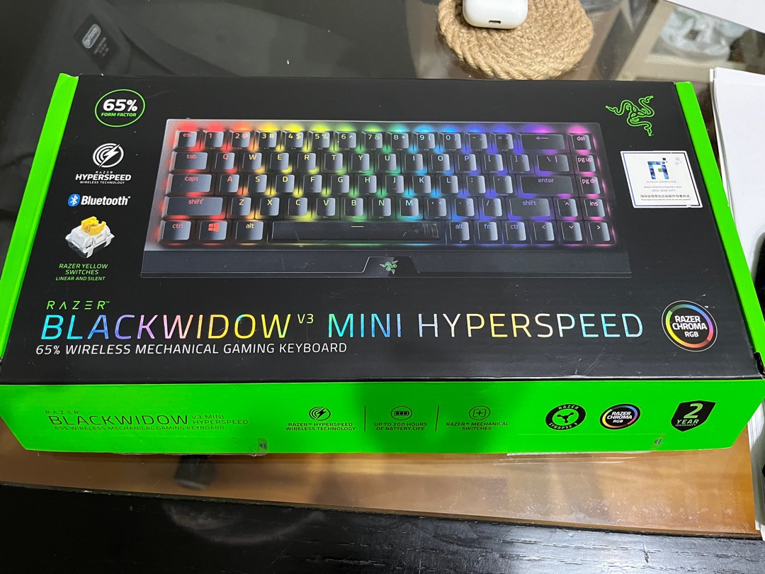 Razer Wireless Blackwidow Mini Hyperspeed, 電腦＆科技, 電腦周邊及配件, 電腦鍵盤及相關產品 ...