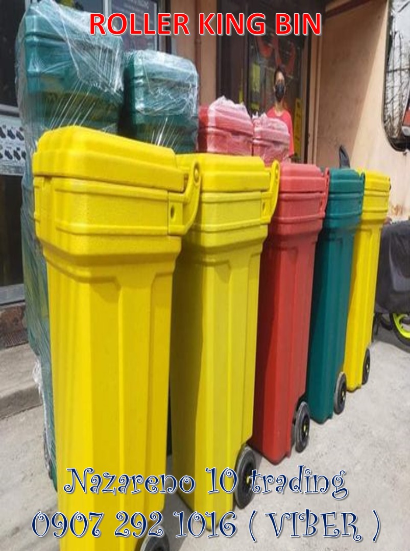 Roller king trash bin w/wheels 250L 357, Furniture & Home Living ...