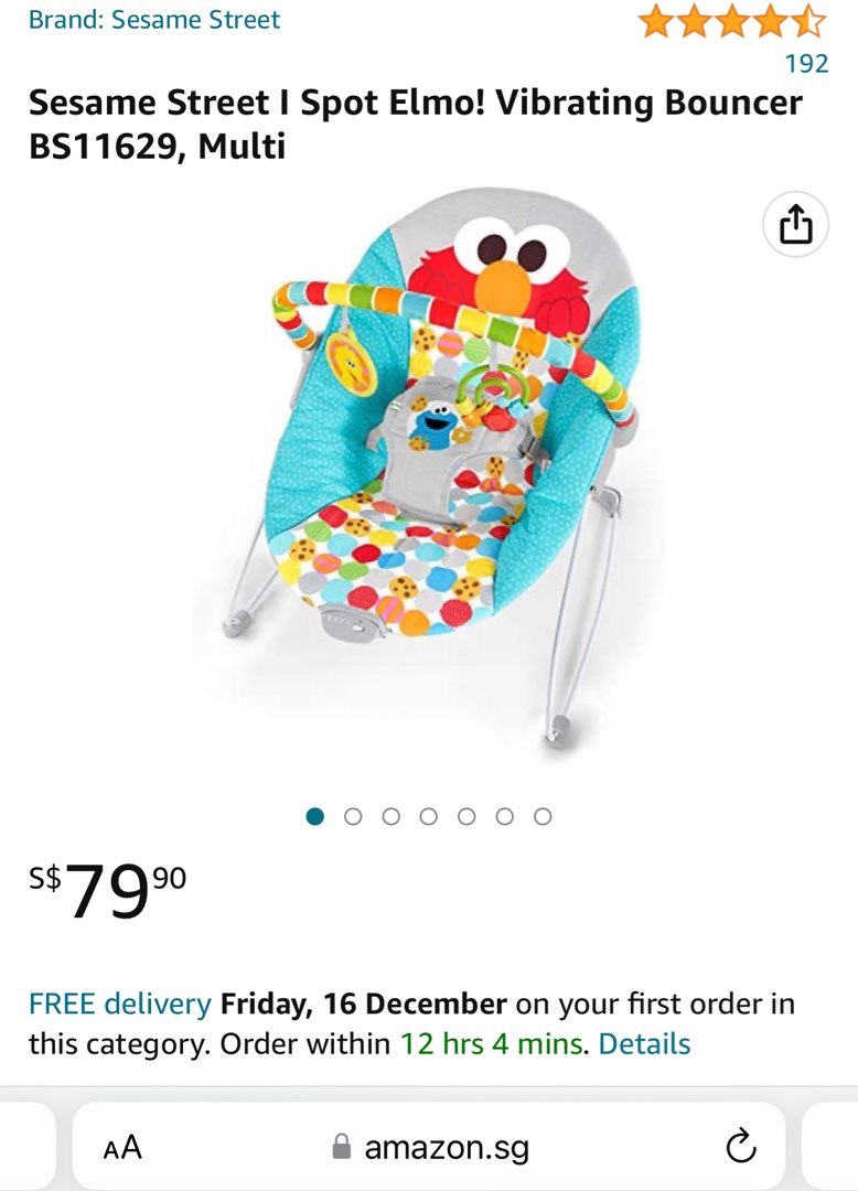 Sesame Street - Elmo Vibrating Bouncer/Rocker, Babies & Kids, Infant ...