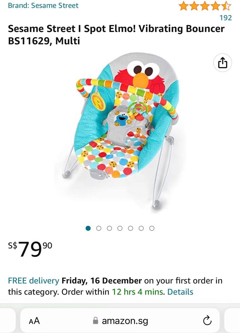 Sesame Street - Elmo Vibrating Bouncer/Rocker, Babies & Kids, Infant ...