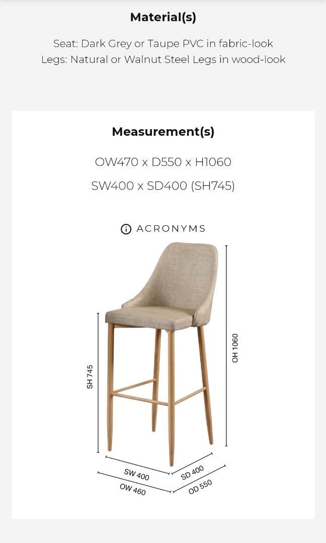 Set of Amelia high/bar chairs from Comfort Design, Furniture & Home ...