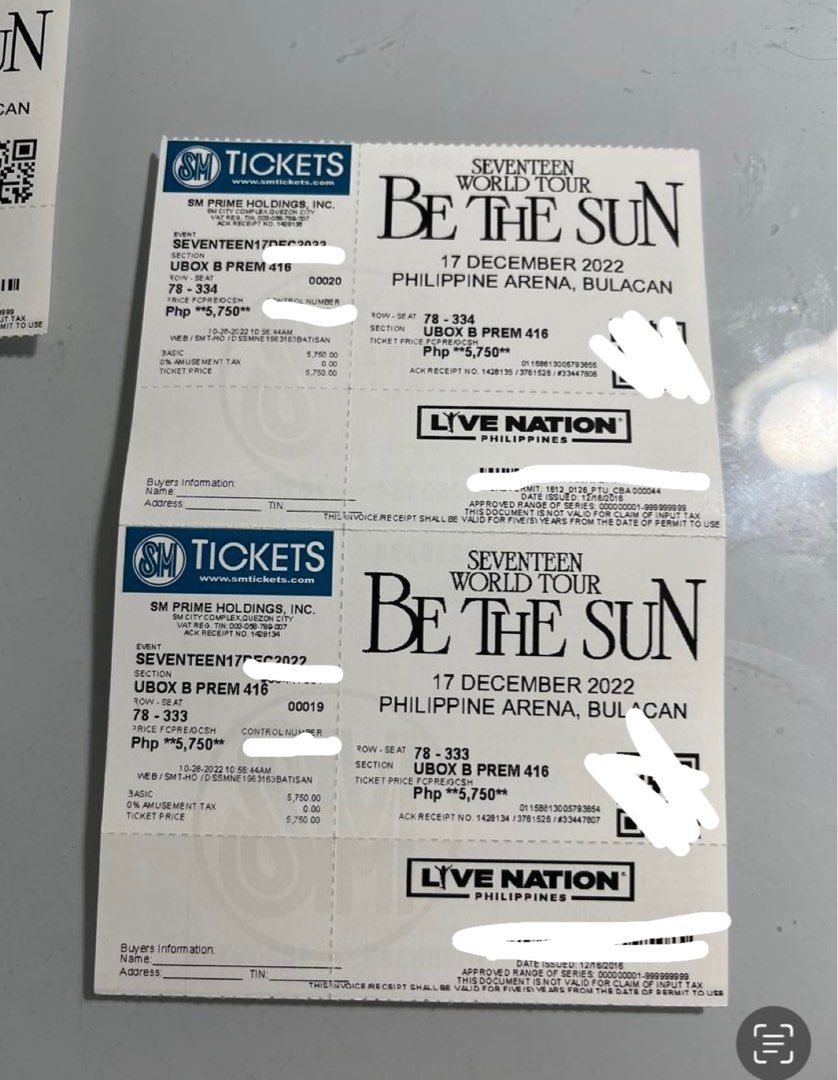 Seventeen Be the Sun in Bulacan UBB PREM 416 Ticket, Tickets & Vouchers, Event Tickets on Carousell