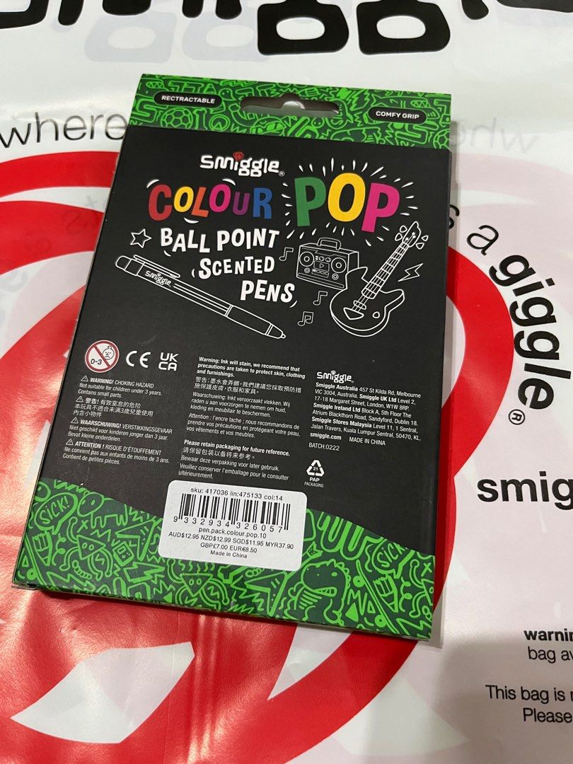 Smiggle Colour Pop Scented Pens (10 Pack), Hobbies & Toys, Stationary ...