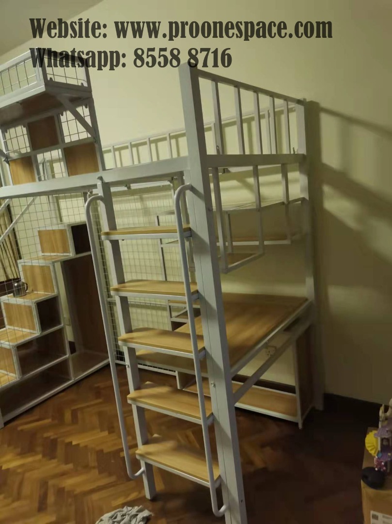 Steel loft bed customization, Furniture & Home Living, Furniture, Bed ...