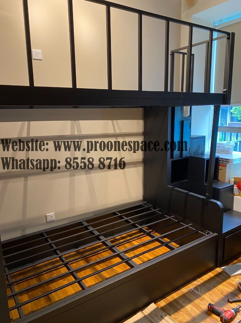 Steel loft bed customization, Furniture & Home Living, Furniture, Bed ...