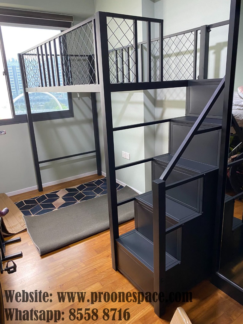 Steel loft bed customization, Furniture & Home Living, Furniture, Bed ...