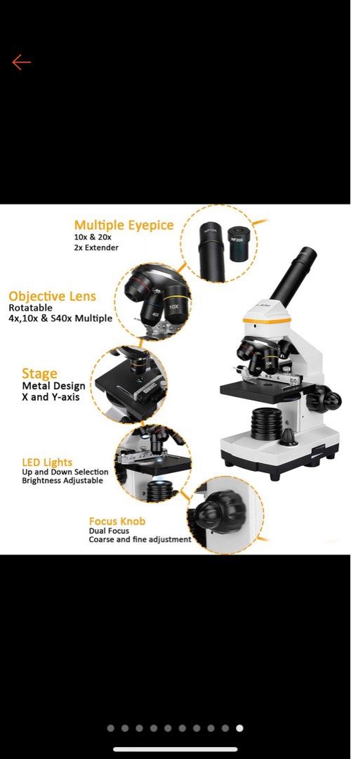 SVBONY SV601 HD Professional Microscope 40X-1600X Portable Biological Electronic Dual Light Fine ...