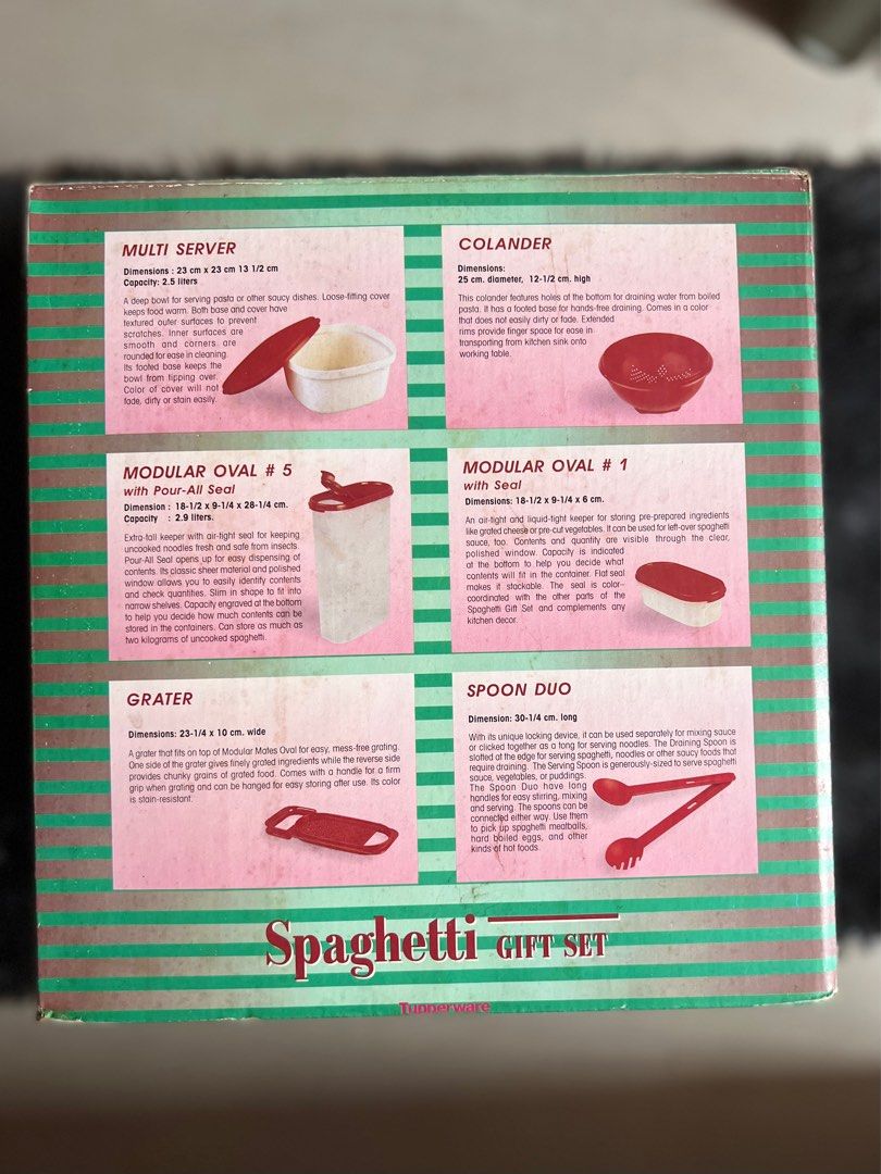 Tupperware Spaghetti Gift Set, Furniture & Home Living, Kitchenware ...