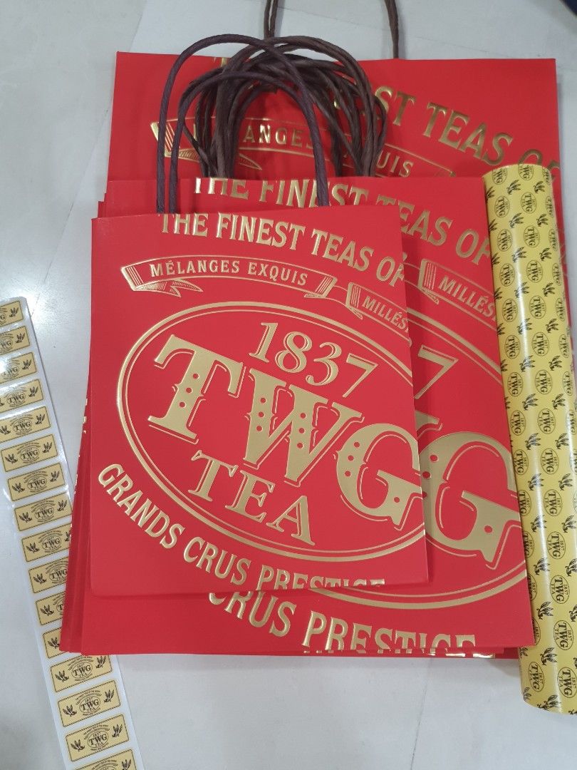 TWG RED AND GOLD PAPER BAG FOR FESTIVE SEASONS, Luxury, Bags & Wallets ...